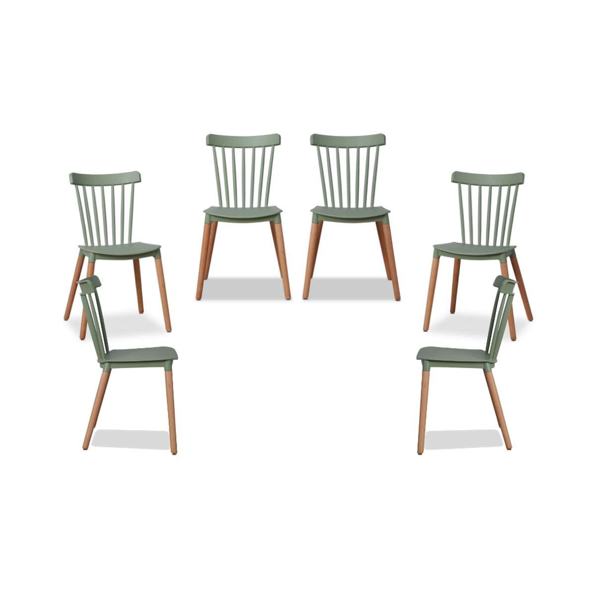 Frida Dining Chair Bundle of Six - Sage Green