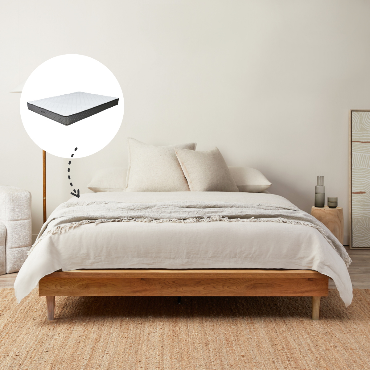 Queen Bed Base & Vale Mattress Bundle | Mocka