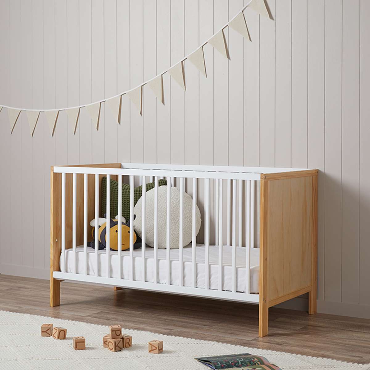 Aspiring Classic Cot - White/Natural | Baby Cots | Nursery