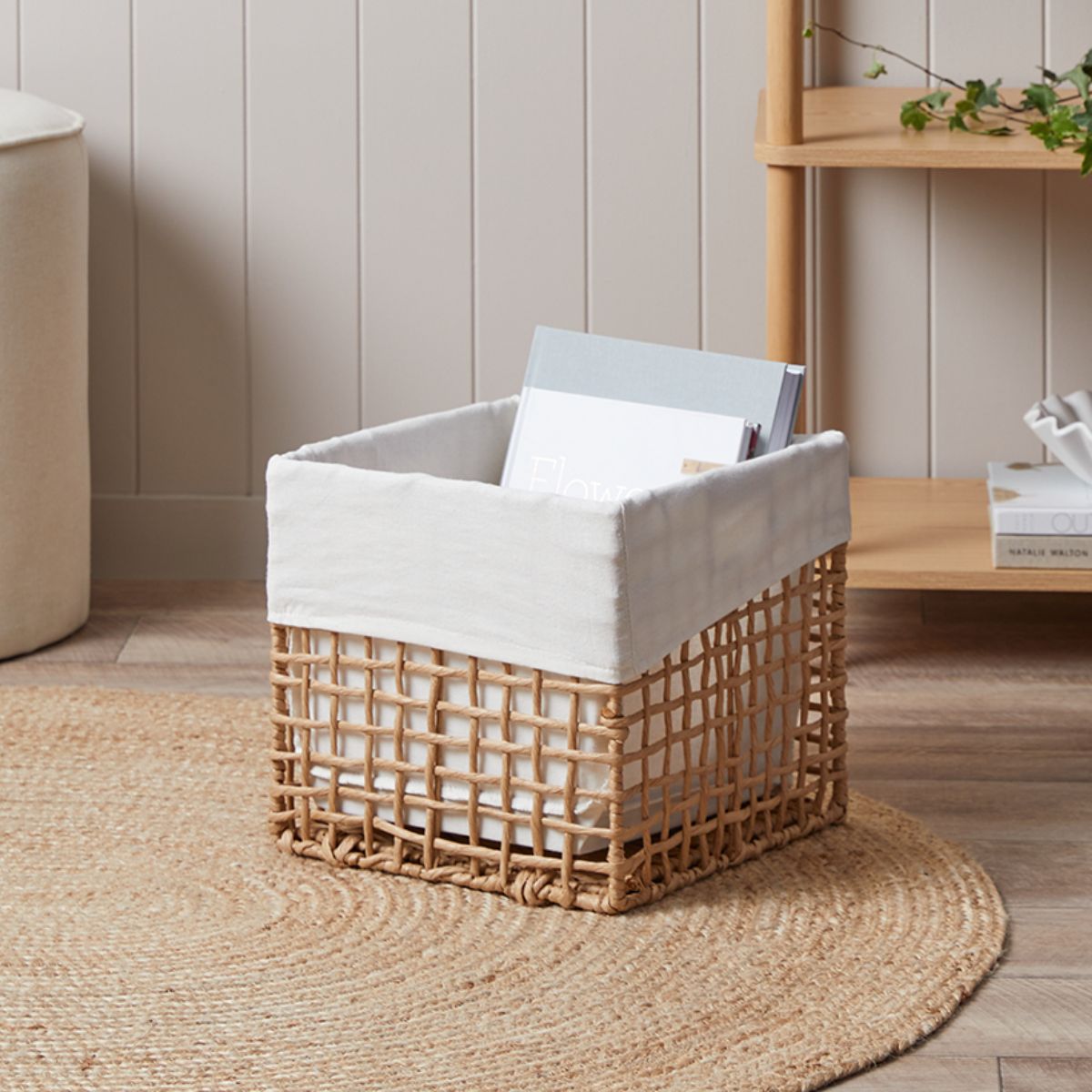 Rattan Look Cube Basket | Modern Functionality