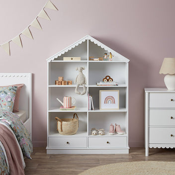 Maisie Scalloped House Bookcase White - Kids Storage | Mocka