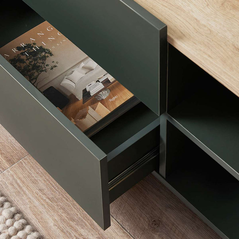 Murphy Entertainment Unit Green/Natural - Stylish Storage | Mocka
