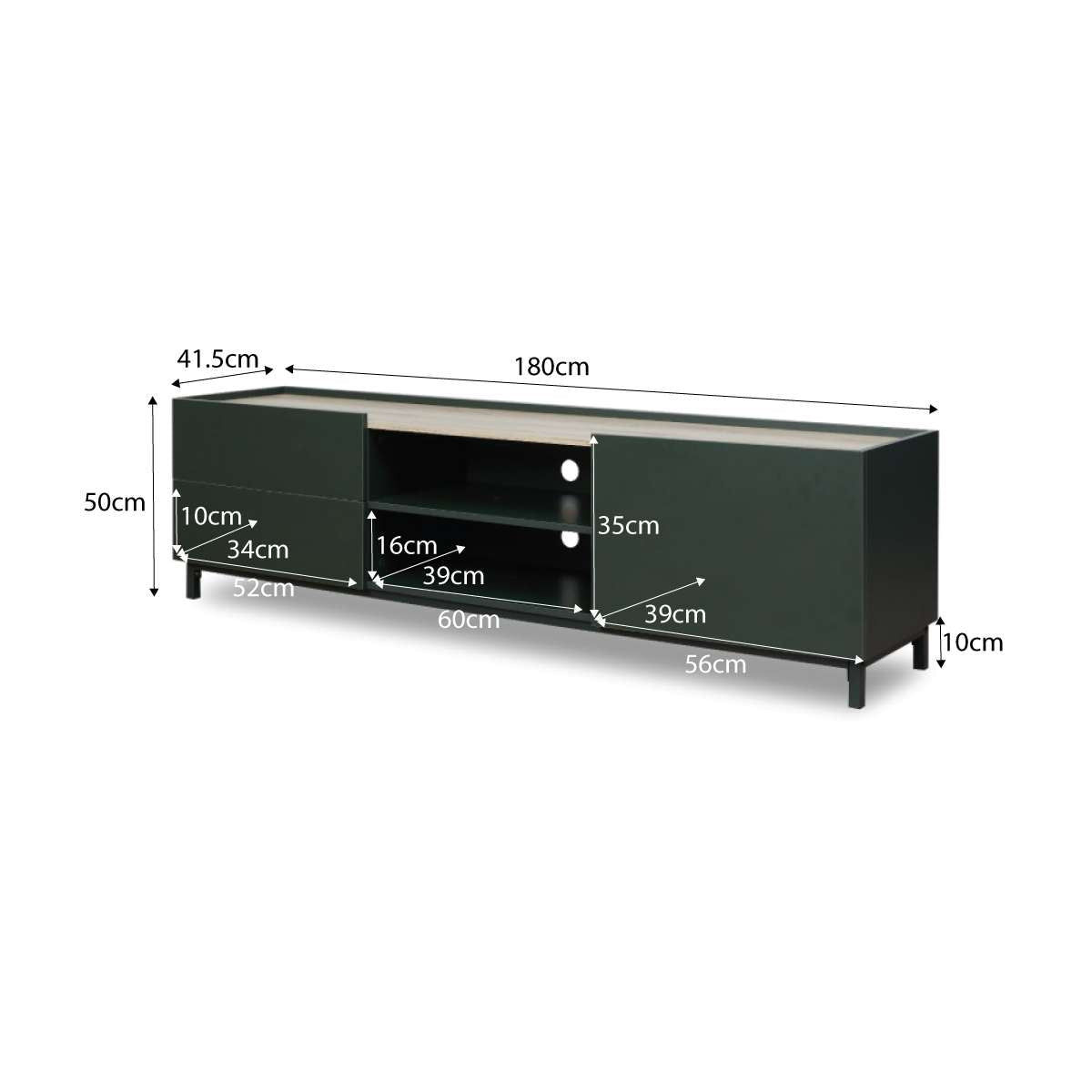 Murphy Entertainment Unit Green/Natural - Stylish Storage | Mocka