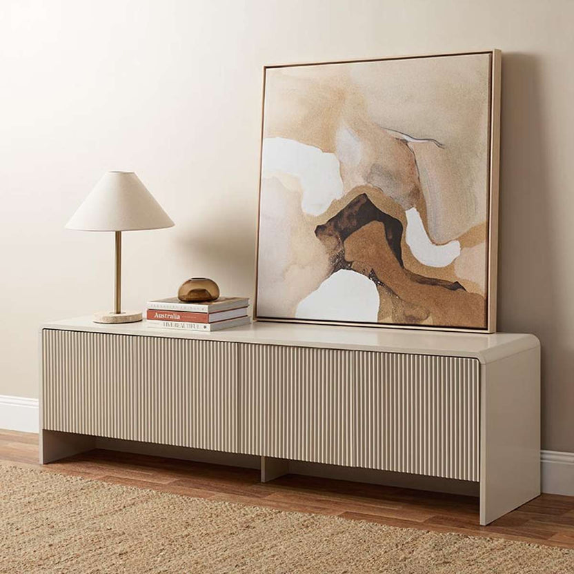 Majorca Entertainment Unit in Beige - Stylish TV Storage | Mocka