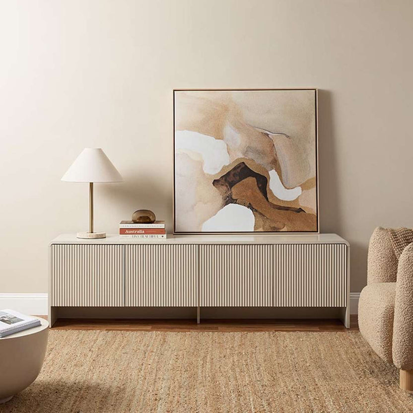 Majorca Entertainment Unit in Beige - Stylish TV Storage | Mocka