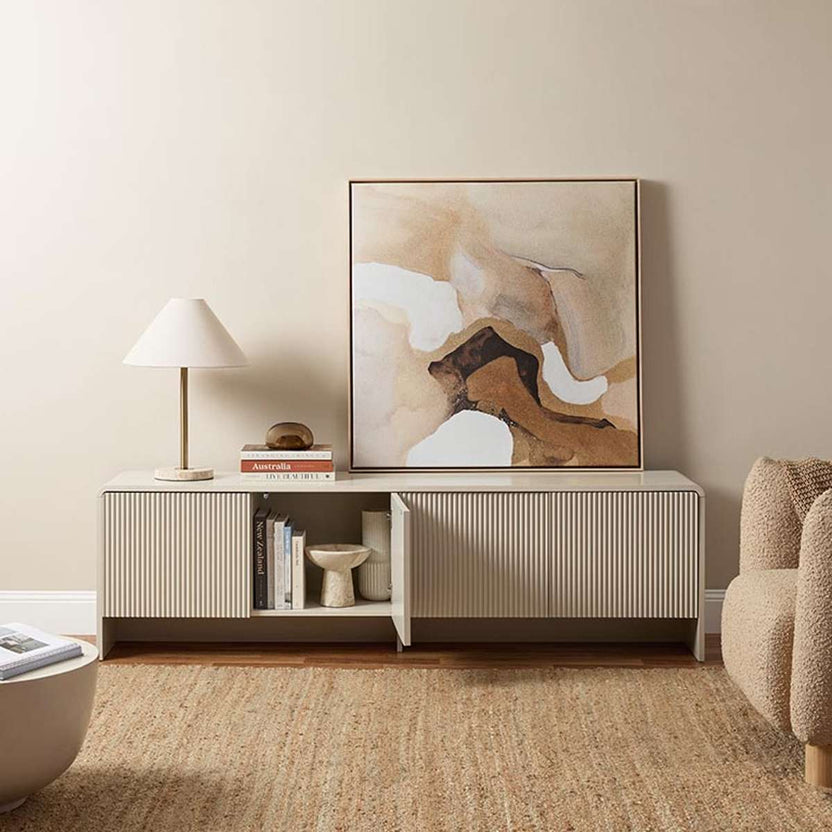 Majorca Entertainment Unit in Beige - Stylish TV Storage | Mocka