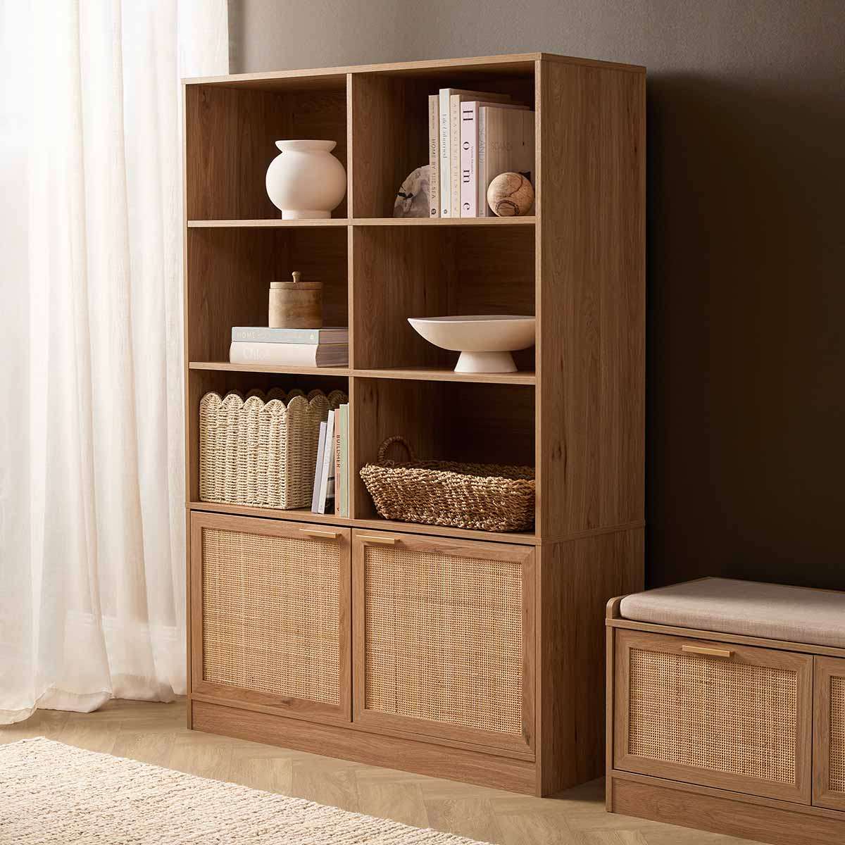 Noosa Rattan Large Bookcase – Natural | Mocka