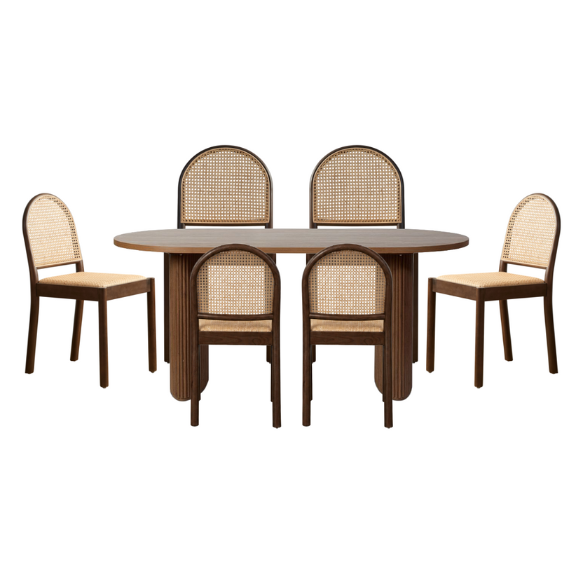 Amara Walnut & Mateo Set - Stylish Dining | Mocka