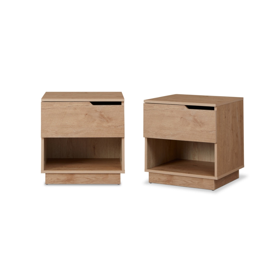 Zack Two Drawer Bedside Table - Natural Bundle | Mocka